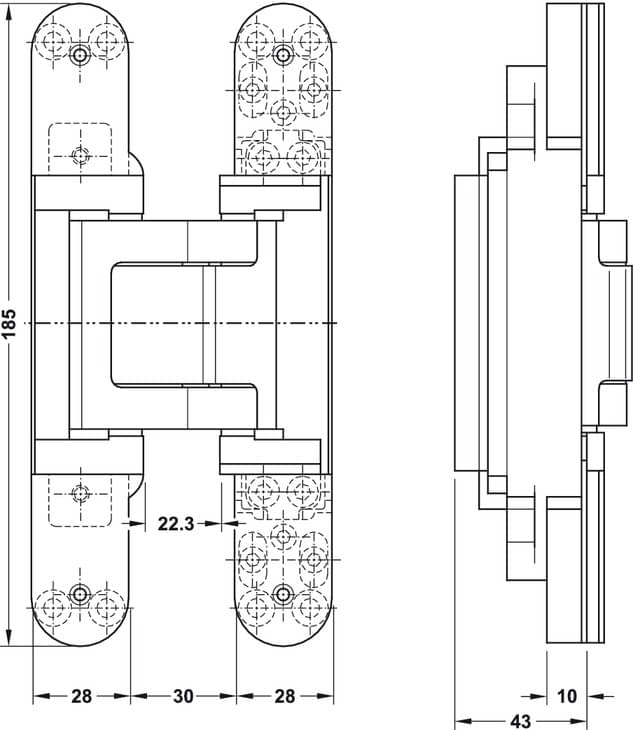 Simonswerk Concealed Hinge - TECTUS TE 541 3D for Unrebated Doors | 1007901