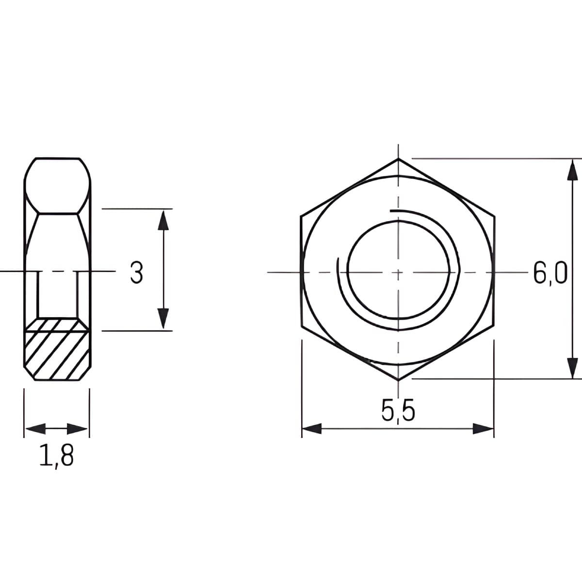 Gedotec Sechskantmutter flach aus Stahl verzinkt, ISO 4035, M3 | M3 ...