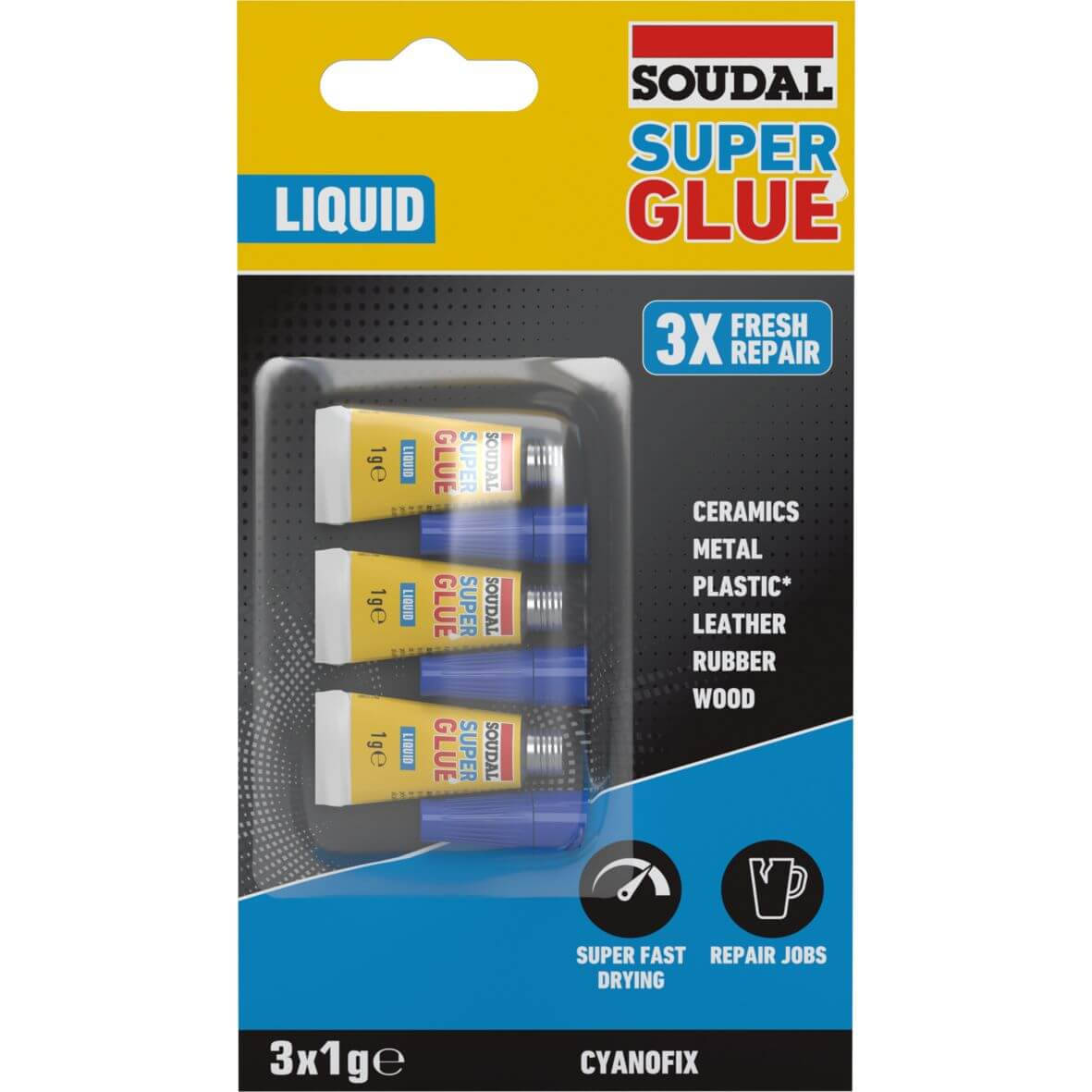 Soudal superglue LIQUID, 3x1g | 1034519