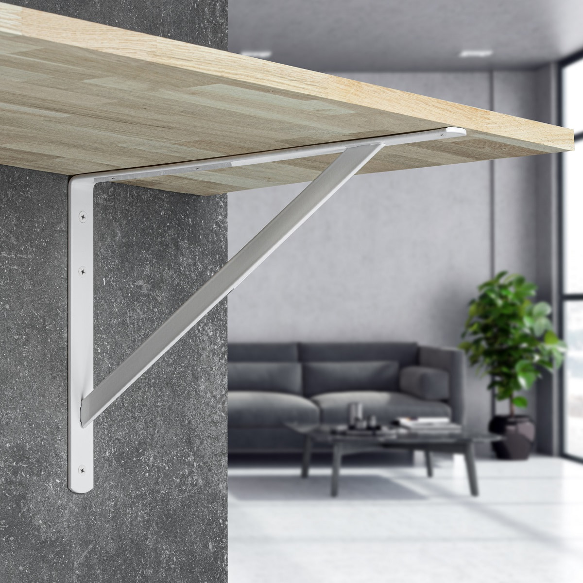Gedotec kraftig hyldeknægt ATHENA i stål, hvid, 395 x 270 x 30 mm | 395 ...