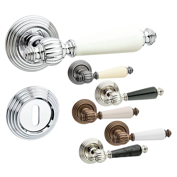 Fimet door handle MICHELLE 106P-269 made of brass & porcelain, BB ...