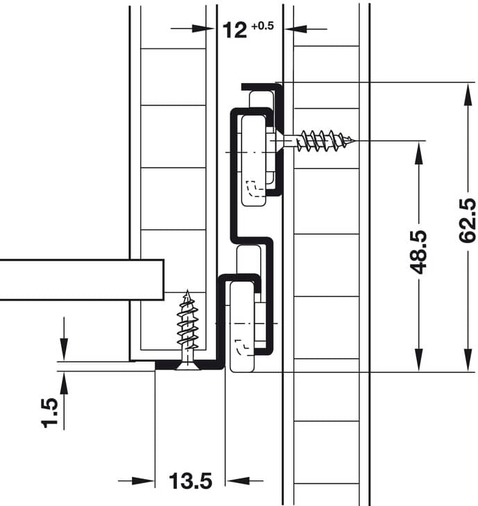 Fulterer ladegeleiders, volledig uittrekbaar, FR6500, tot 50 kg ...