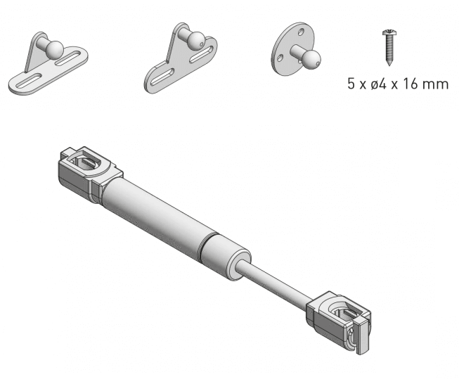 Gedotec gas spring SPRING-MINI, steel, 75 - 100°, 60 N | 60 N | 1031021