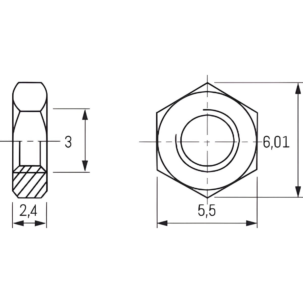 Gedotec Sechskantmutter aus Stahl verzinkt, DIN 934, M3 | M3 | 1036227