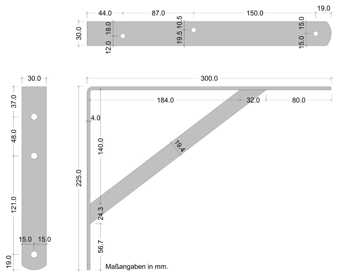 Gedotec heavy-duty bracket ATHENA made of black steel, 295 x 210 x 30 ...